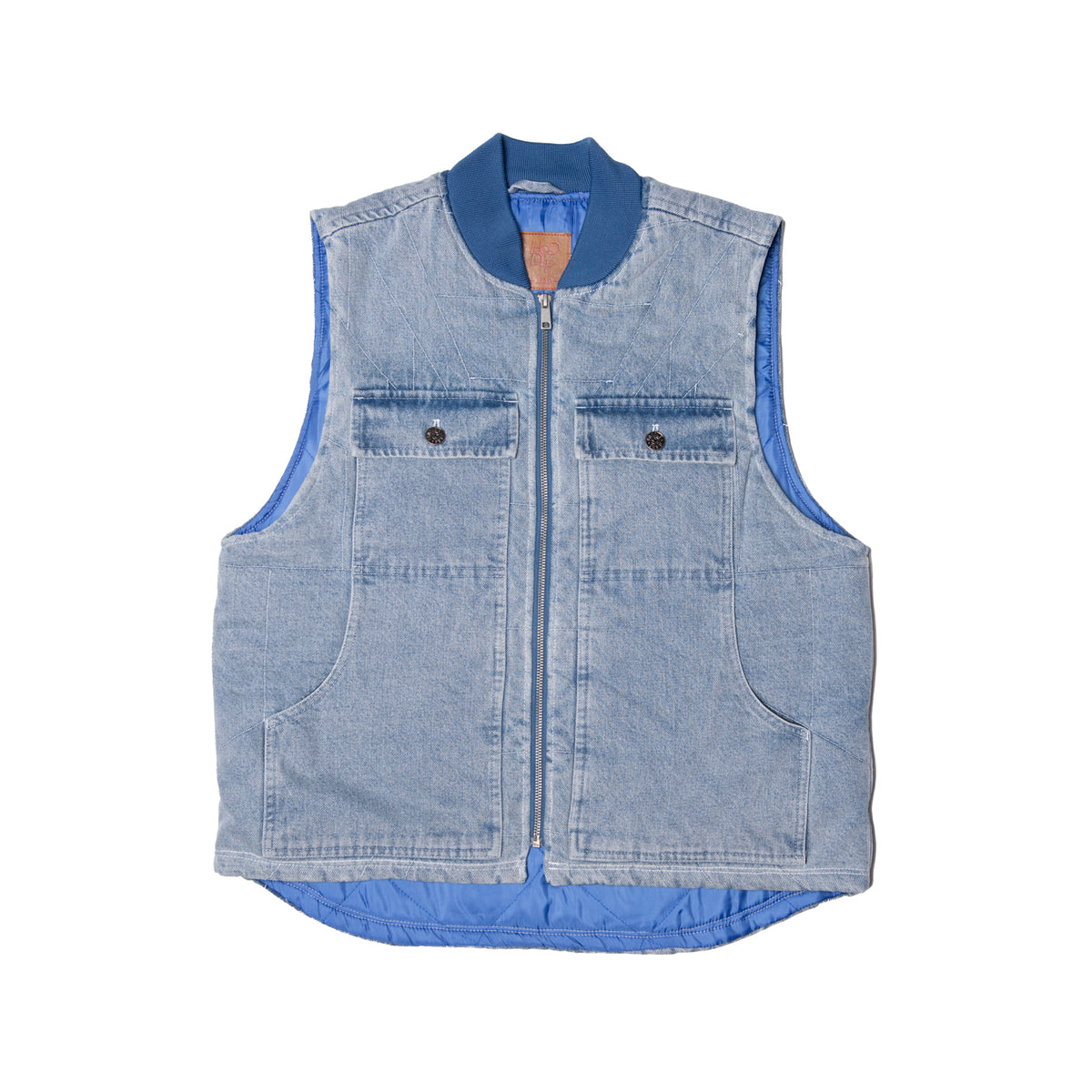 ZIP UP CARPENTER VEST BLUE DENIM WASH | HODDLE SKATEBOARDS