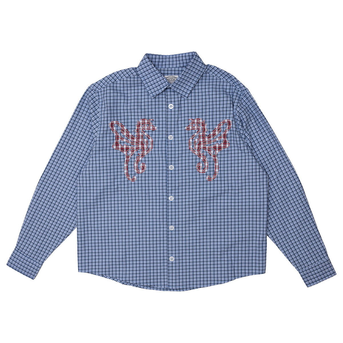 PRIMARY LOGO SHIRT GINGHAM BLUE | HODDLE SKATEBOARDS