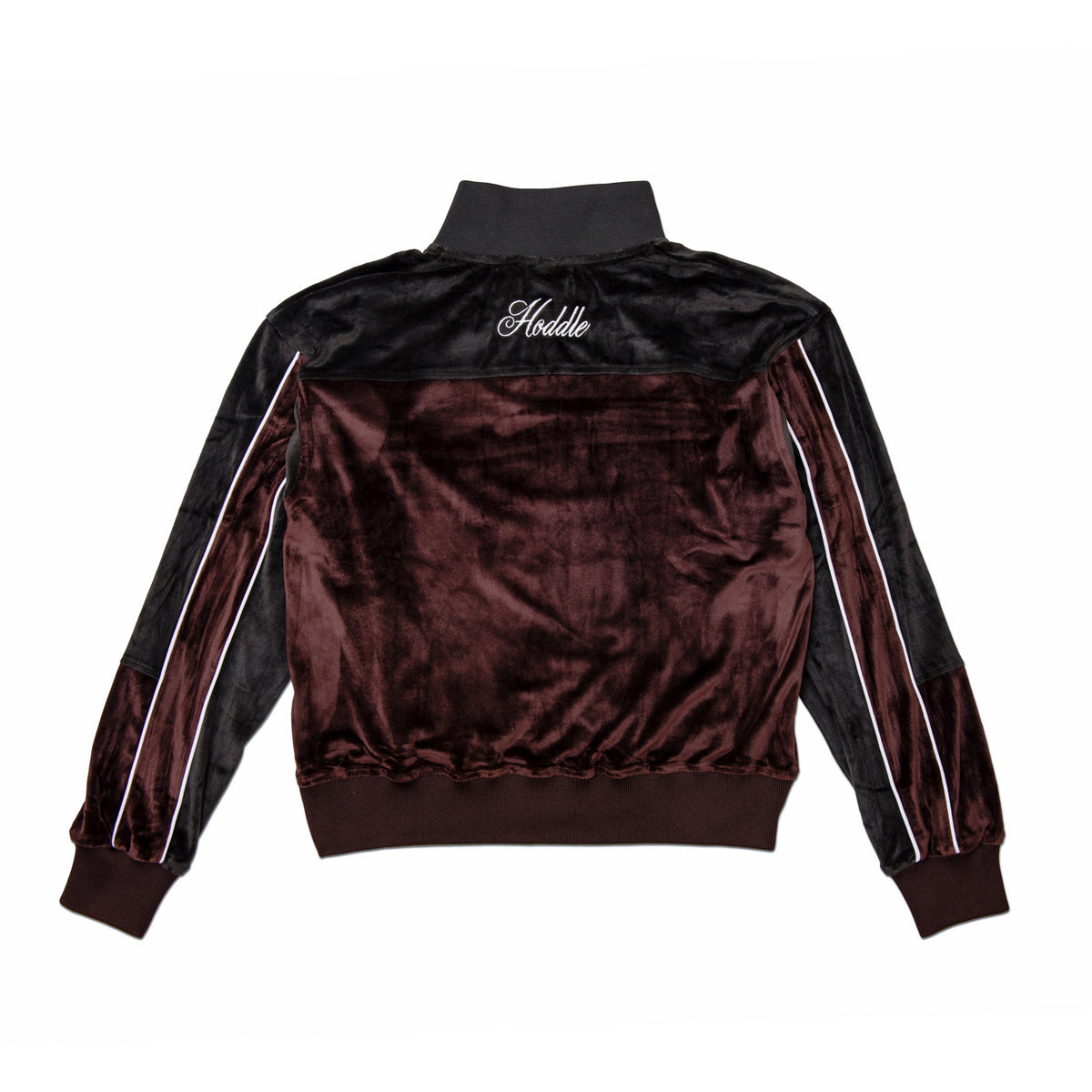 VELOUR TRACKSUIT JACKET BLACK / BROWN | HODDLE SKATEBOARDS